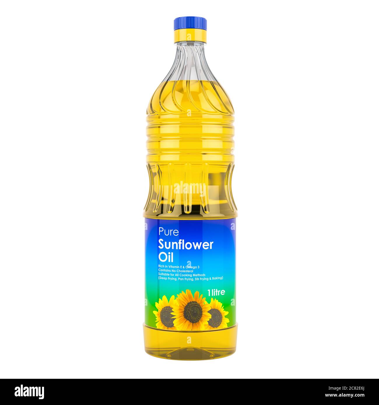 Sunflower Oil in plastic bottle, 3D rendering isolated on white ...