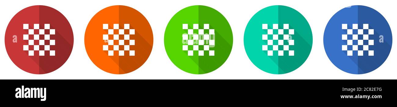 Chess icon set, red, blue, green and orange flat design web buttons ...