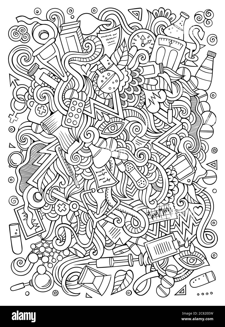 Cartoon cute doodles hand drawn Medical illustration Stock Vector Image ...