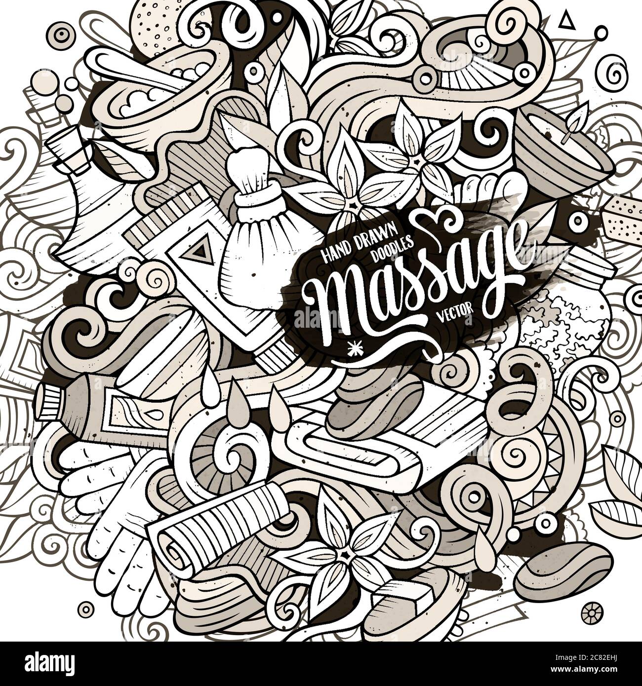 Cartoon cute doodles hand drawn Massage illustration Stock Vector Image ...