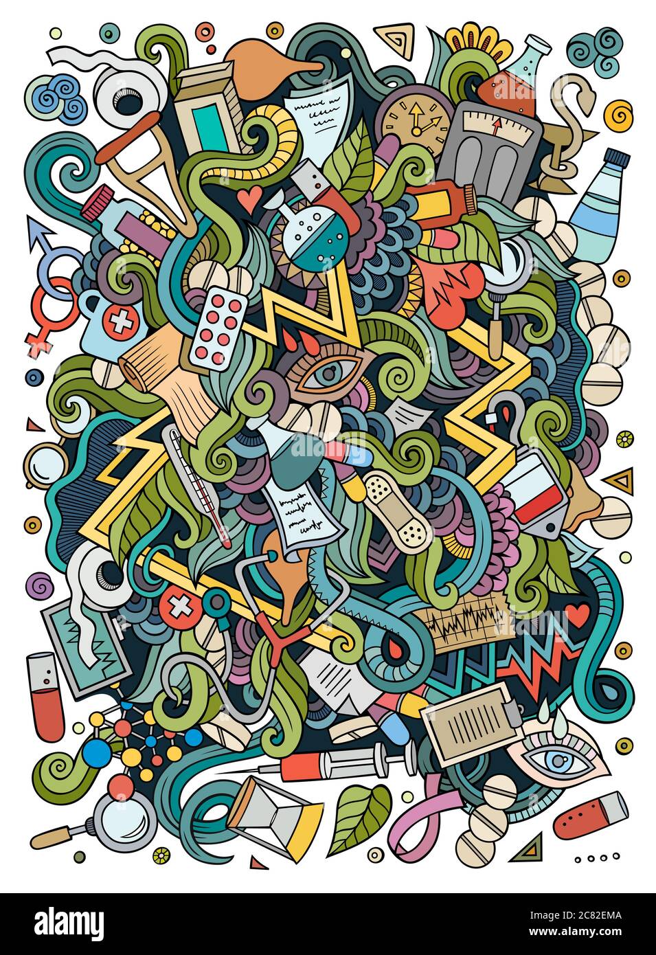 Cartoon cute doodles hand drawn Medical illustration Stock Vector Image ...