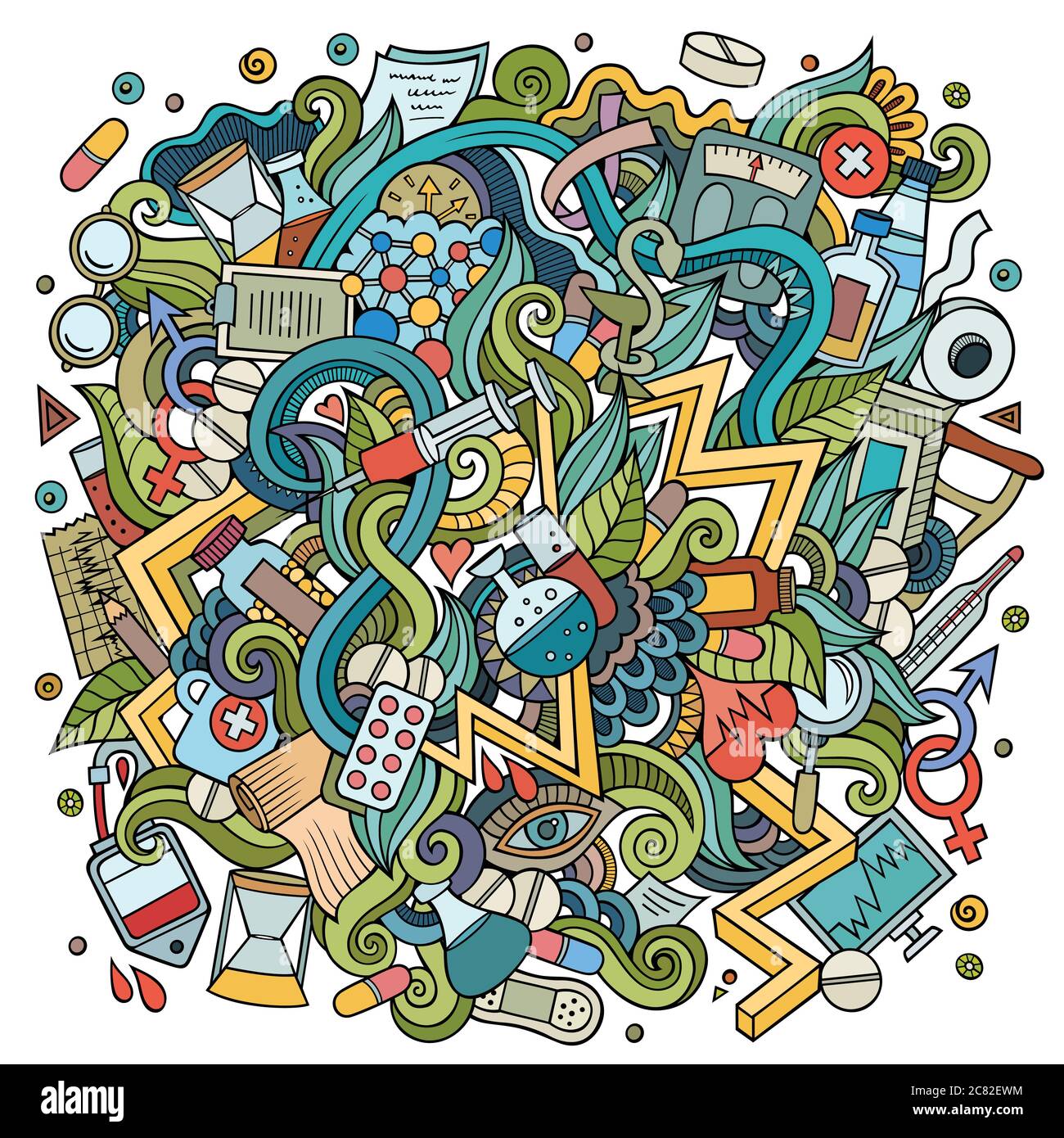 Cartoon cute doodles hand drawn Medical illustration Stock Vector Image ...