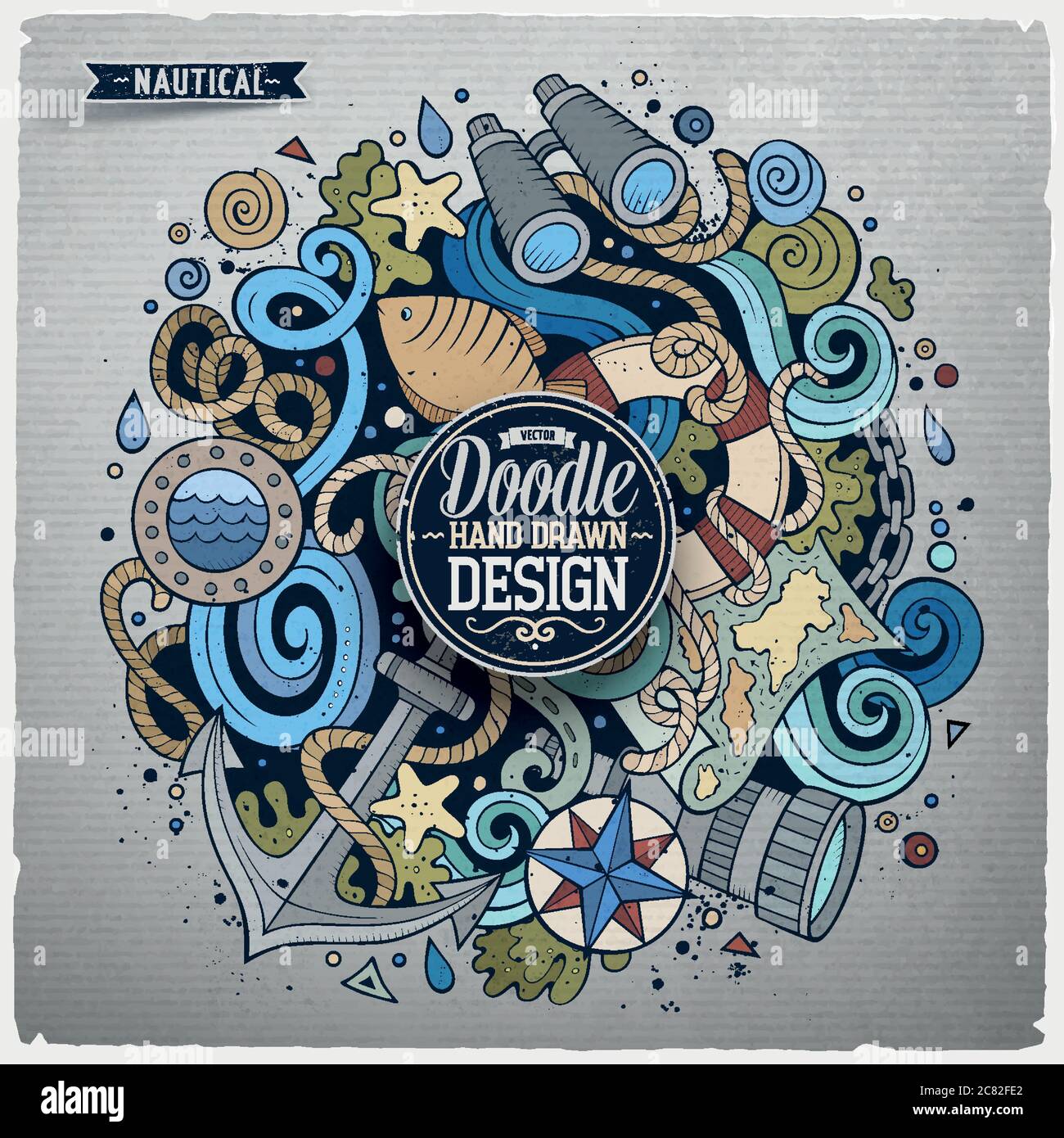 Hand drawn nautical map elements hi-res stock photography and images ...