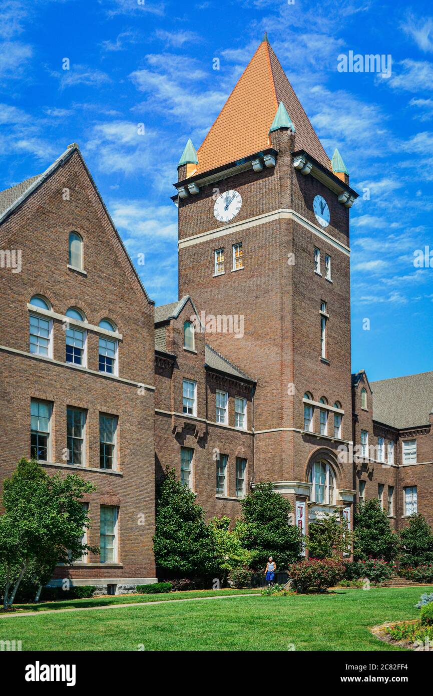 Distinctive clock-tower at Cumberland University Memorial Hall, on the ...