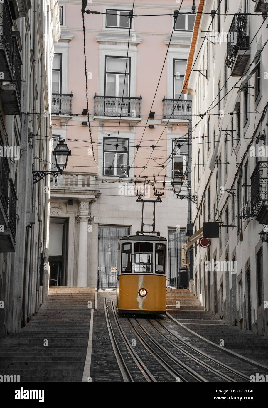 Famous Bica Funicular (Elevador da Bica or Ascensor da Bica), the third ...