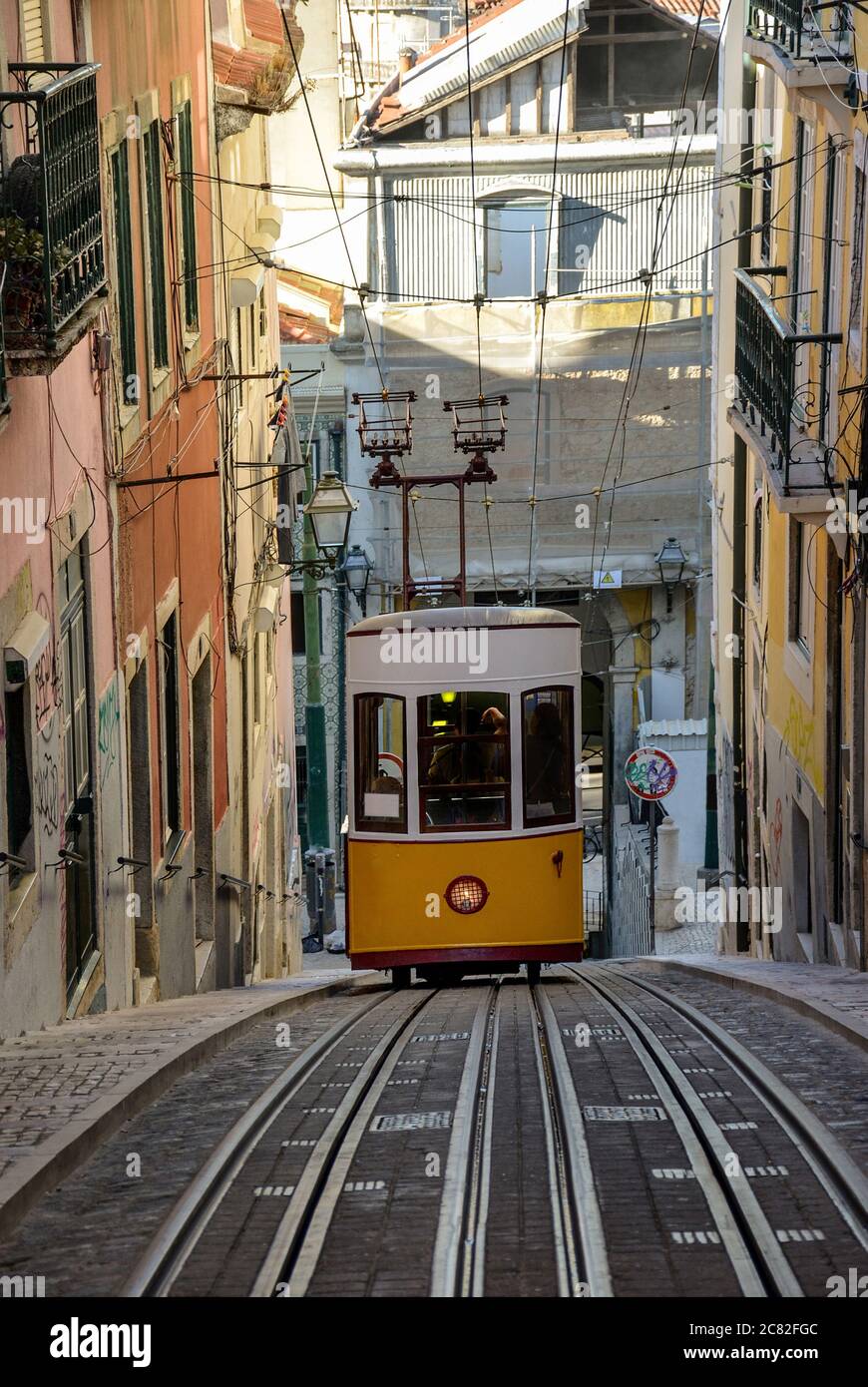 Famous Bica Funicular (Elevador da Bica or Ascensor da Bica), the third ...