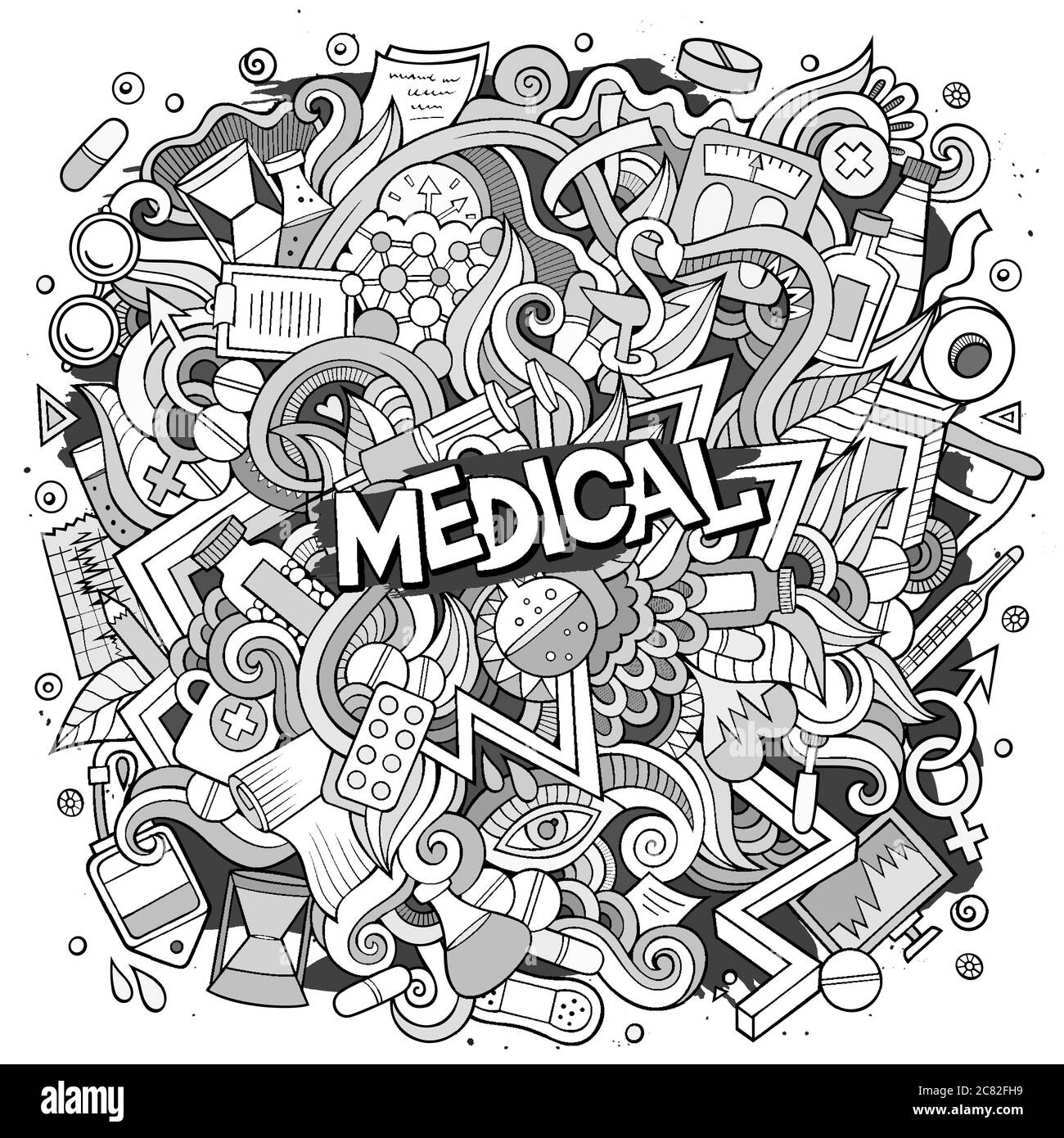 Cartoon cute doodles hand drawn Medical illustration Stock Vector Image ...