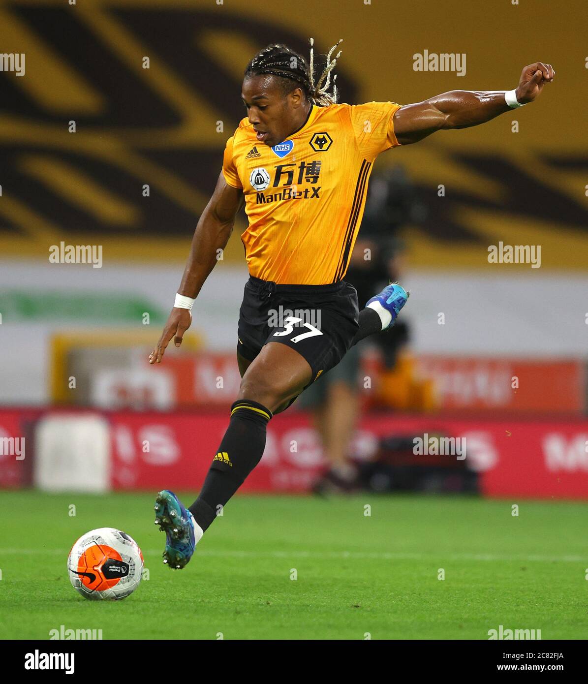 Wolverhampton Wanderers' Adama Traore shoots at goal during the Premier ...