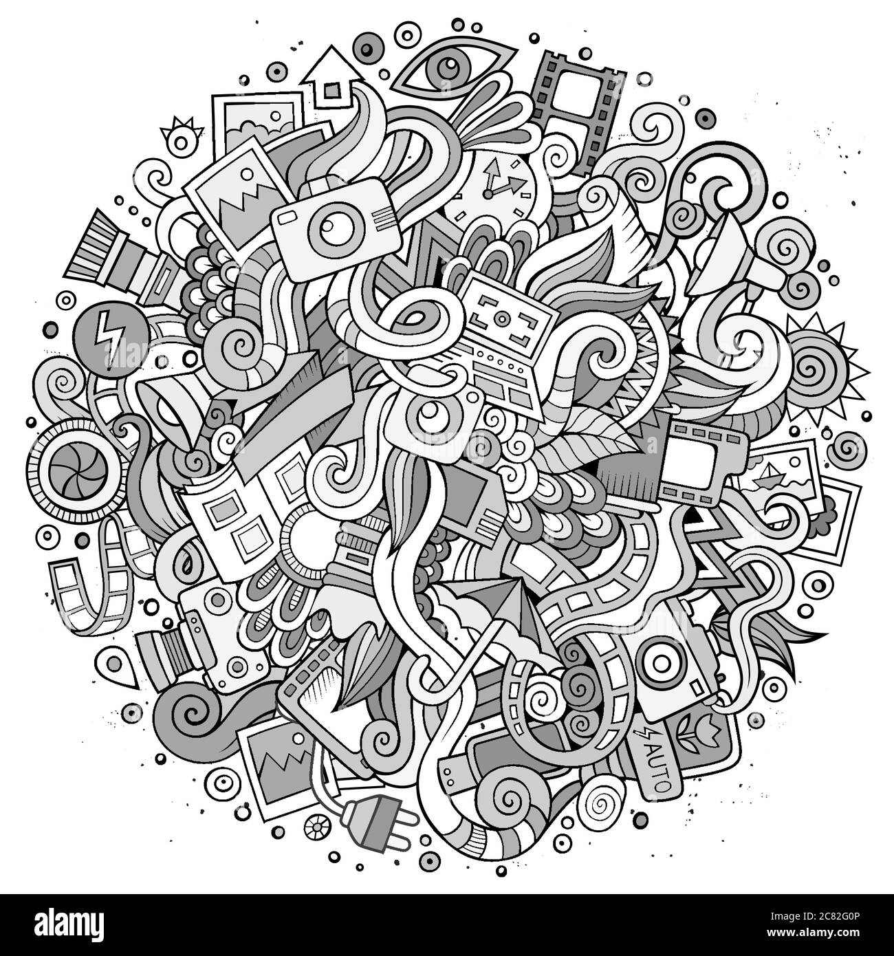 Cartoon cute doodles hand drawn Photo illustration Stock Vector Image ...