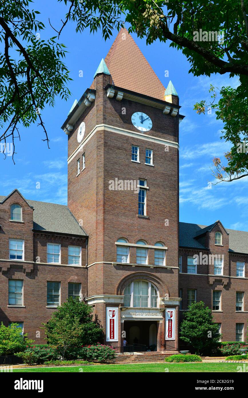 Distinctive clock-tower at Cumberland University Memorial Hall, on the ...