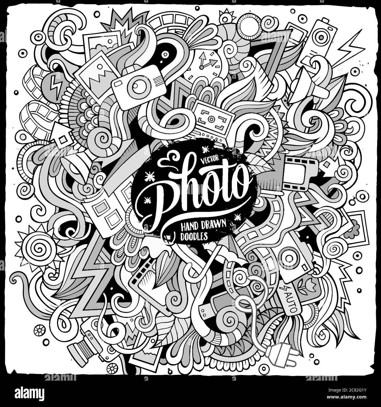 Cartoon cute doodles hand drawn Photo illustration Stock Vector Image ...