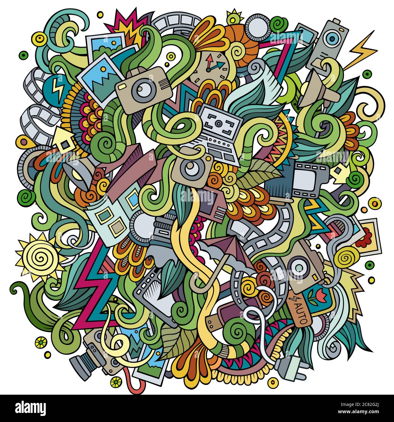 Cartoon cute doodles hand drawn Photo illustration Stock Vector Image ...