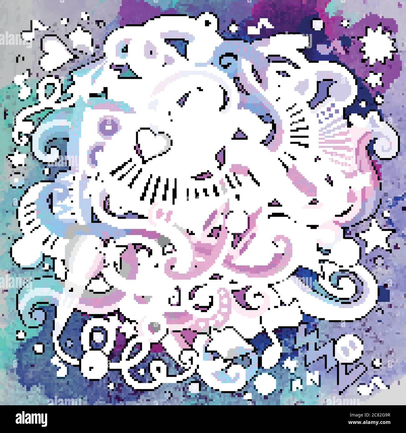 Cartoon hand-drawn doodles Musical illustration Stock Vector Image ...