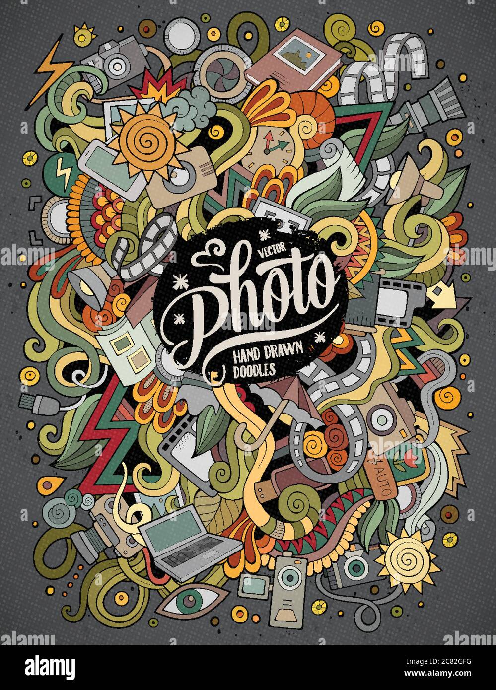 Cartoon cute doodles hand drawn Photo illustration Stock Vector Image ...