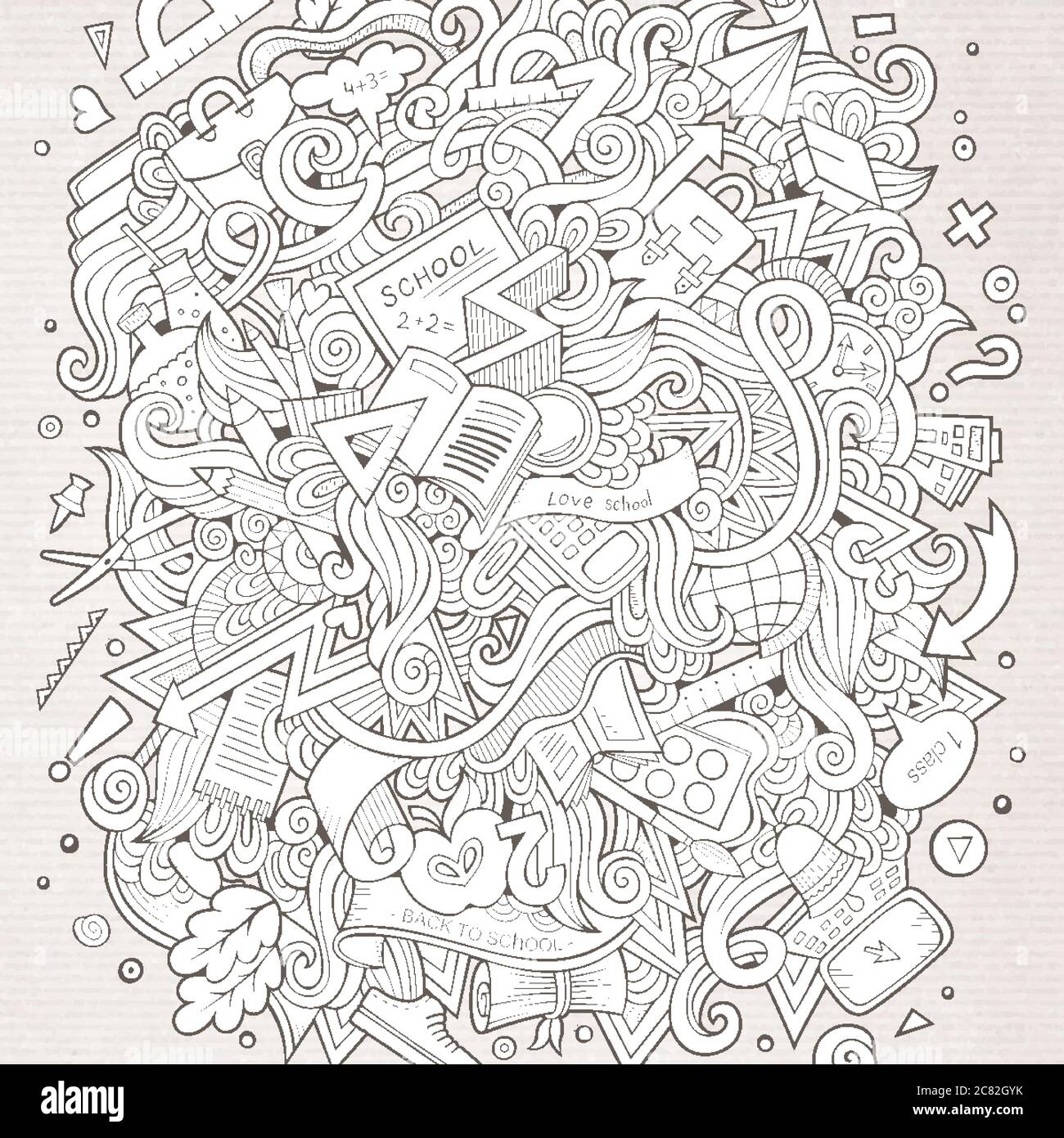 Cartoon doodles hand drawn School illustration Stock Vector Image & Art ...