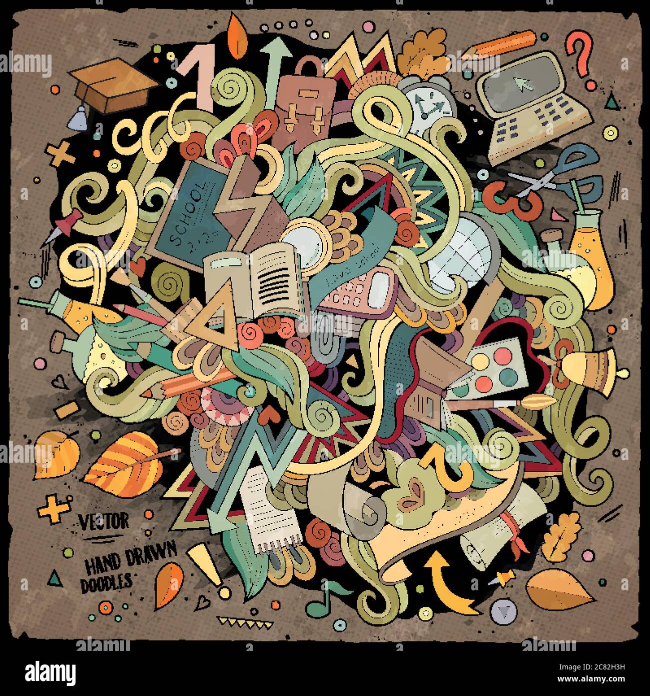 Cartoon doodles hand drawn School illustration Stock Vector Image & Art ...