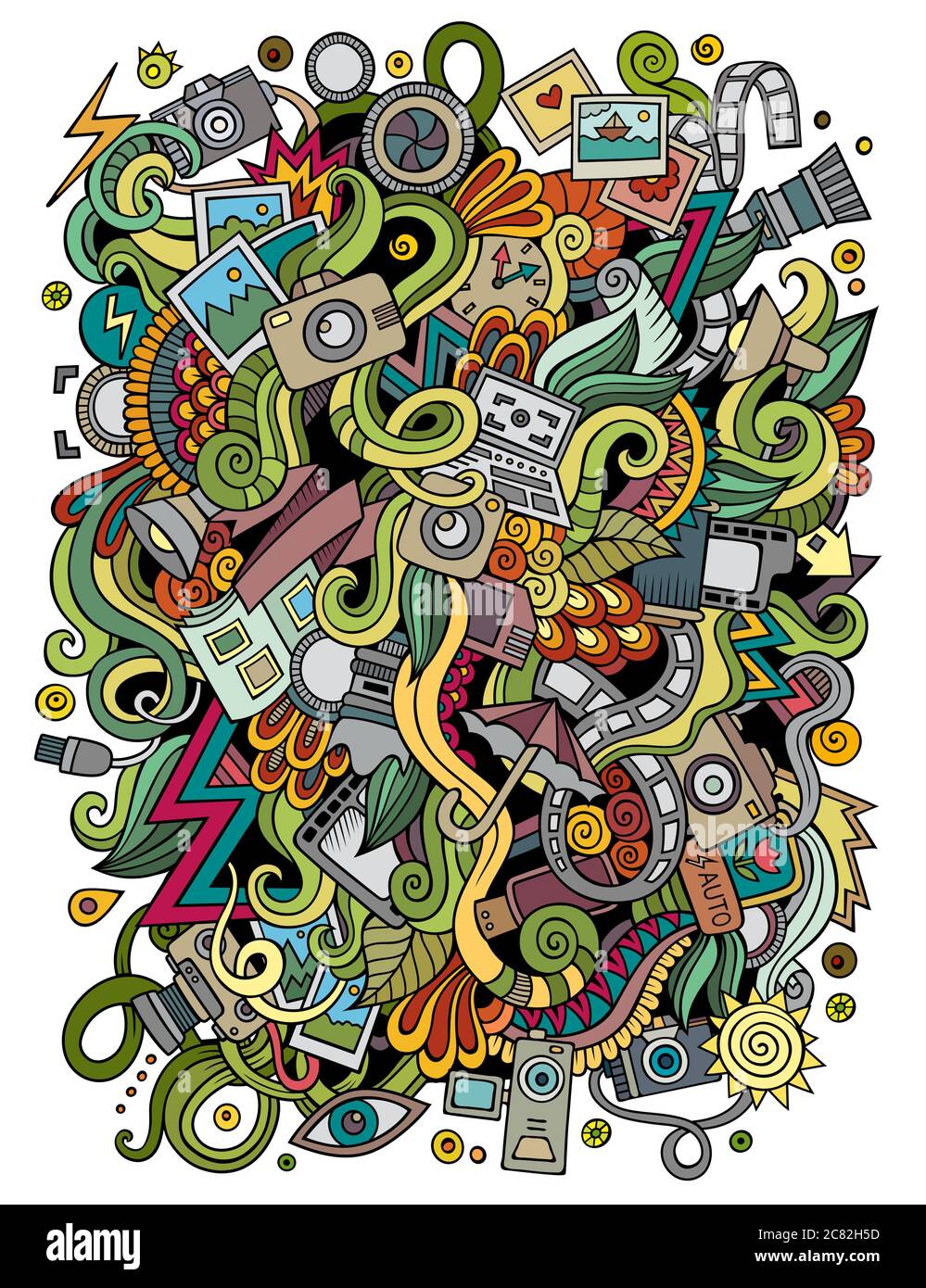 Cartoon cute doodles hand drawn Photo illustration Stock Vector Image ...