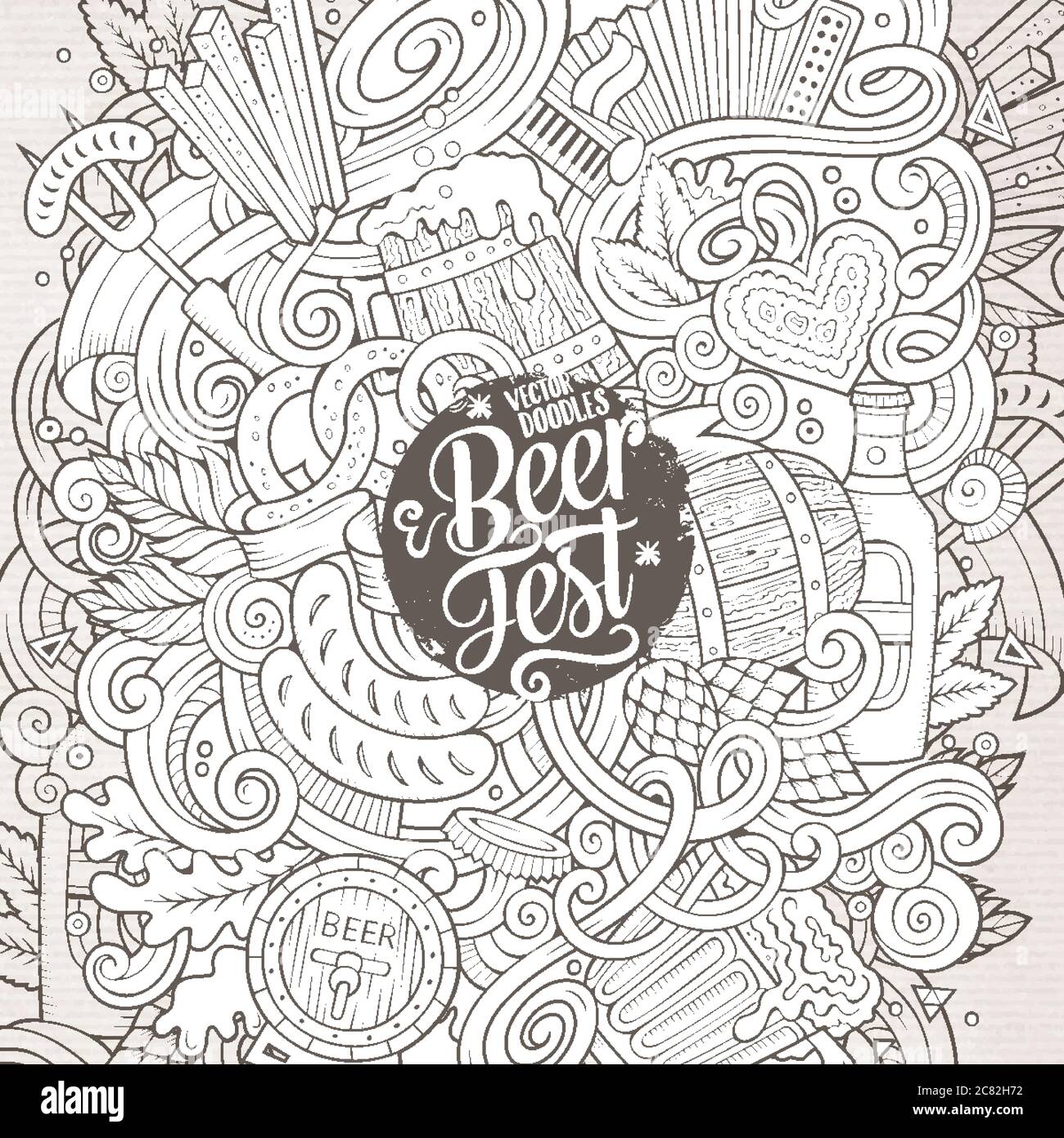 Cartoon cute doodles hand drawn Beer frame design Stock Vector Image ...