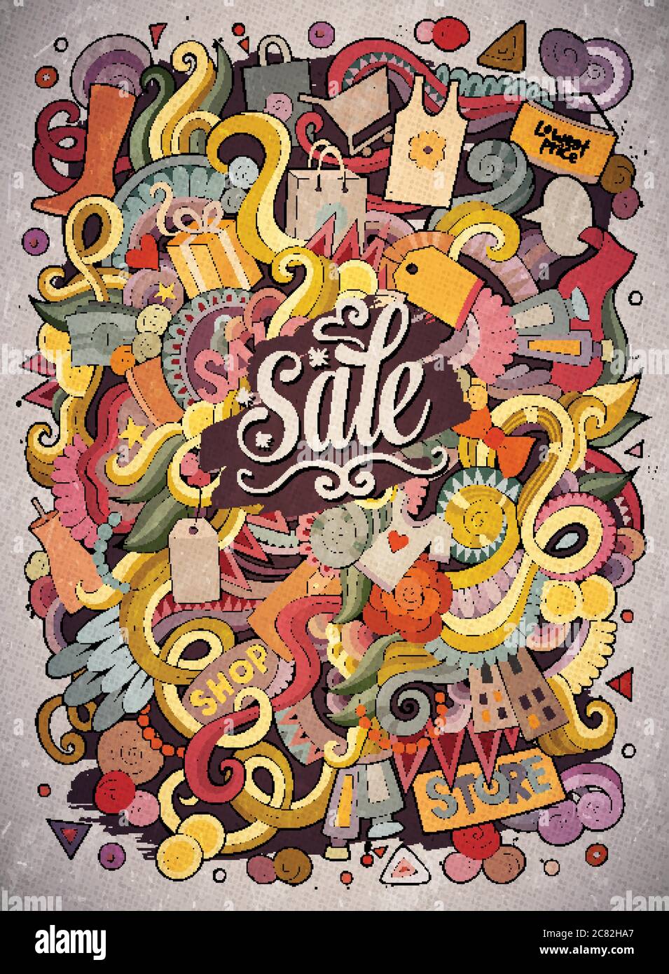 Cartoon cute doodles hand drawn Shopping illustration Stock Vector ...