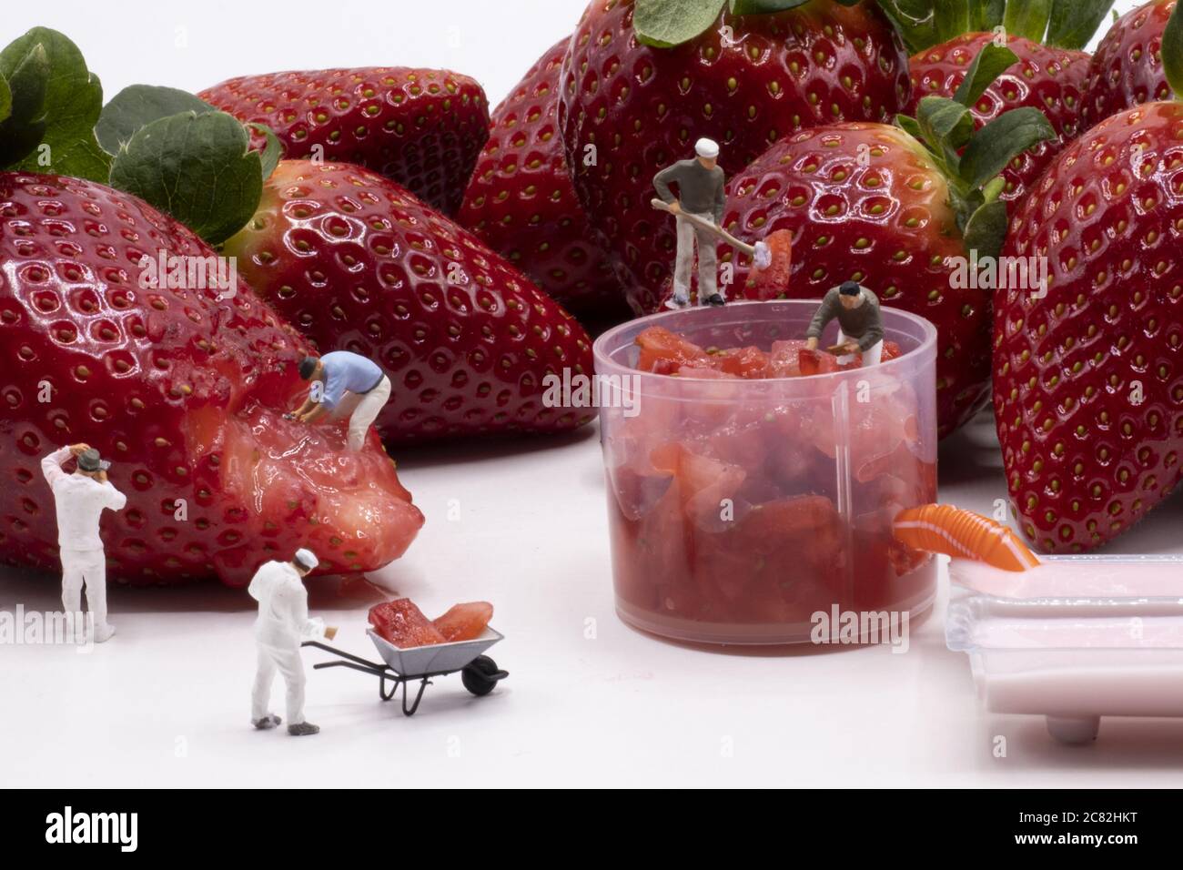 Unique scale model of miniature characters working together to reach a ...