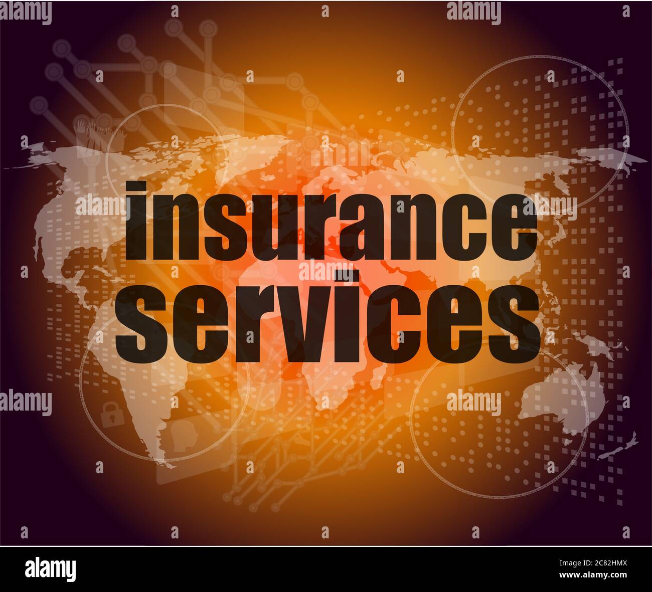 word insurance services on digital screen 3d Stock Photo - Alamy