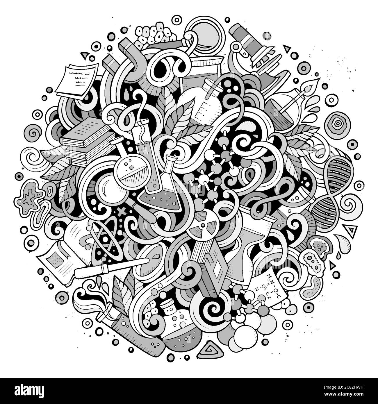 Cartoon cute doodles Science illustration Stock Vector Image & Art - Alamy