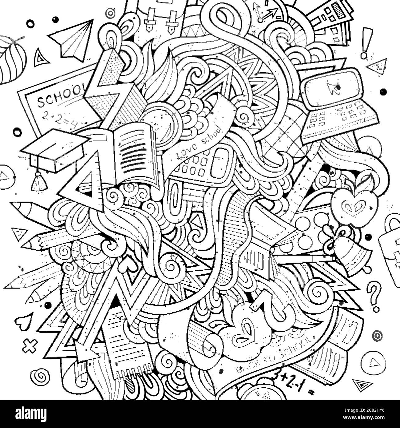 Classroom elements cartoon Black and White Stock Photos & Images - Alamy