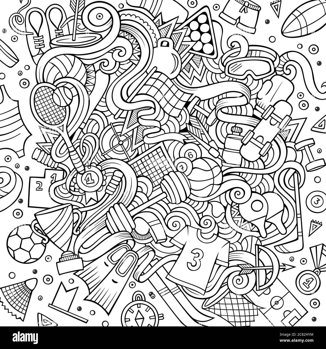 Cartoon cute doodles hand drawn Sport illustration Stock Vector Image ...