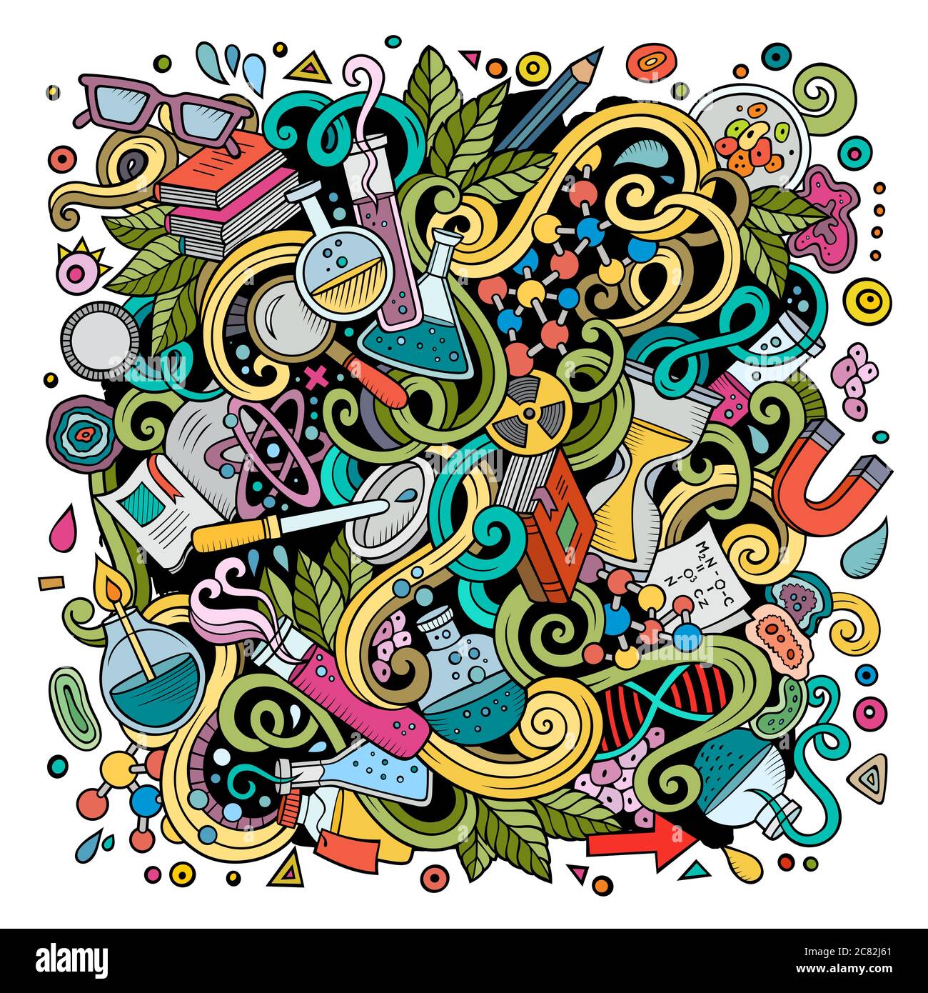 Cartoon cute doodles Science illustration Stock Vector Image & Art - Alamy