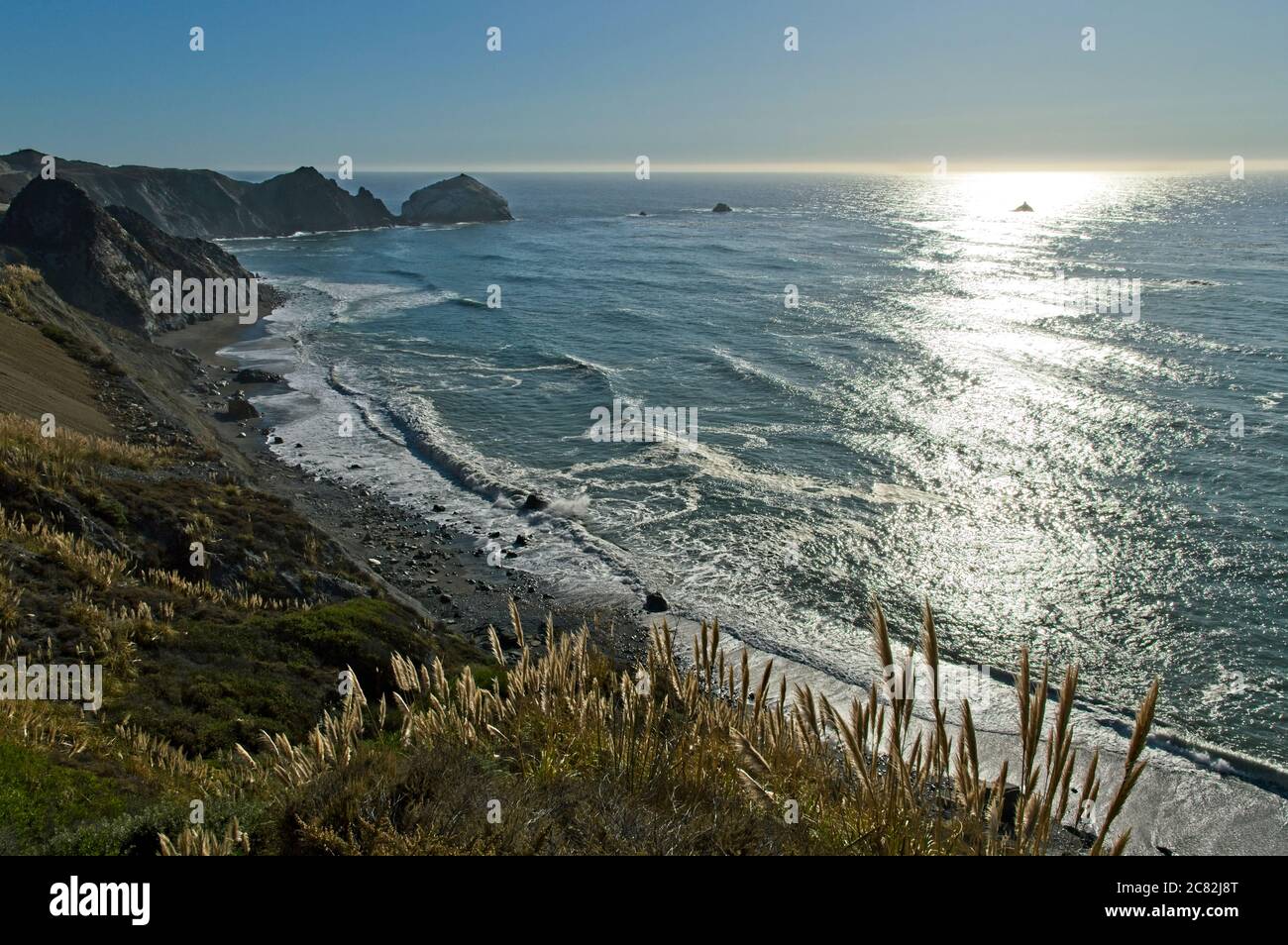 Water waves and surf along the California coast highway, The Cabrillo ...