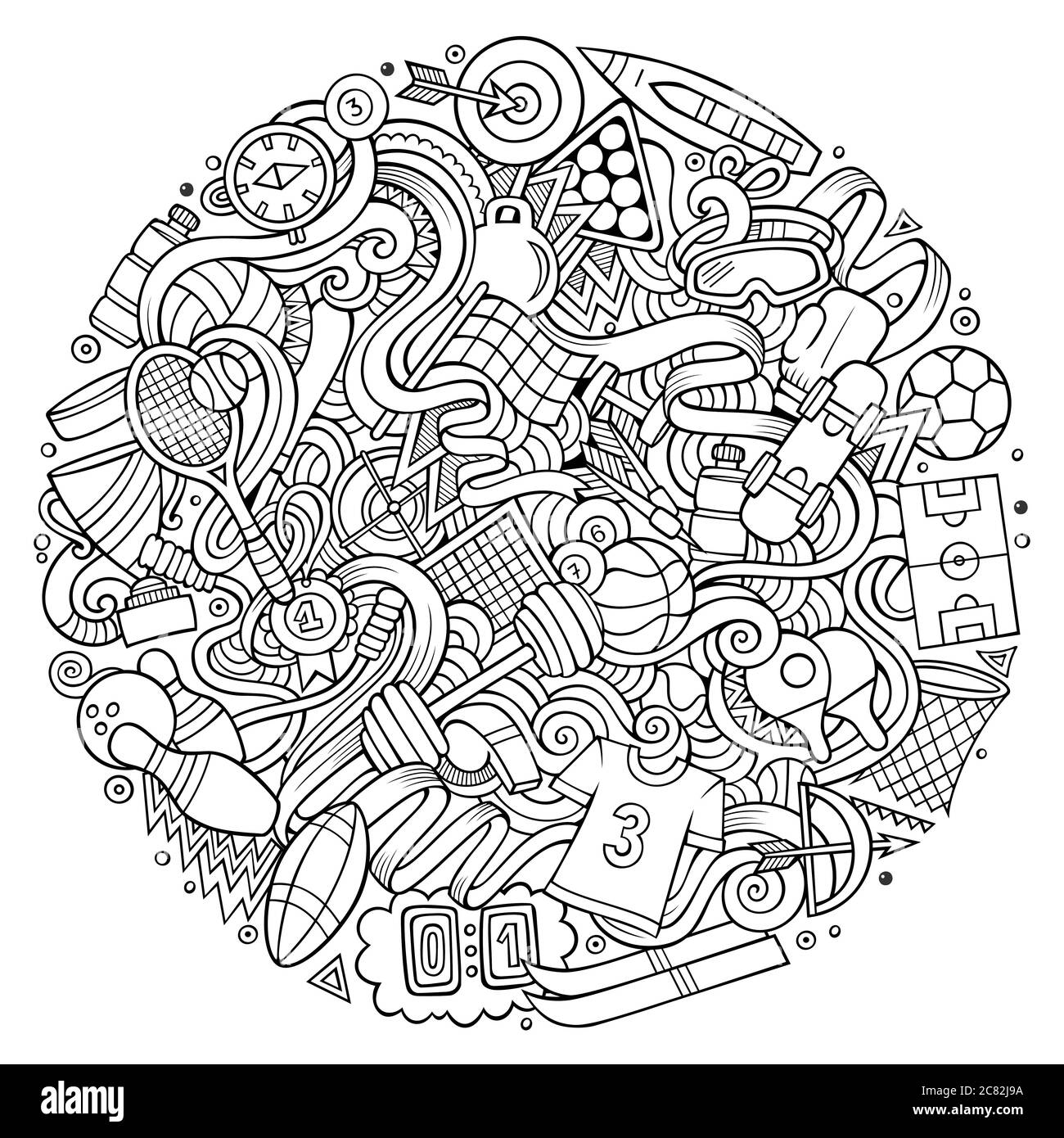 Cartoon cute doodles hand drawn Sport illustration Stock Vector Image ...