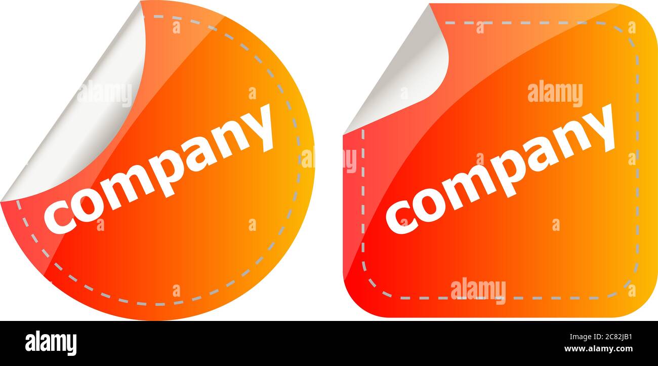 company word on stickers button set, label Stock Photo - Alamy