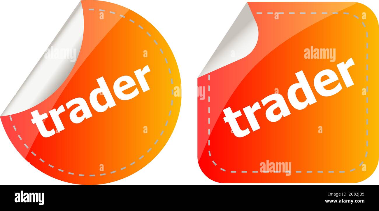 trader. stickers set, web icon button isolated on white Stock Photo - Alamy