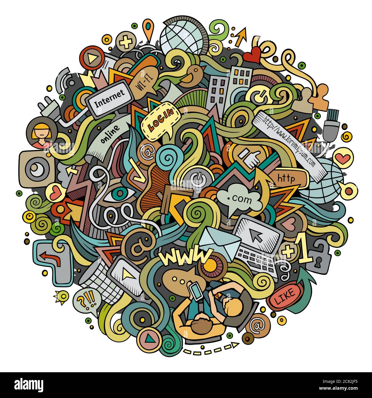 Cartoon cute doodles hand drawn social media illustration Stock Vector ...