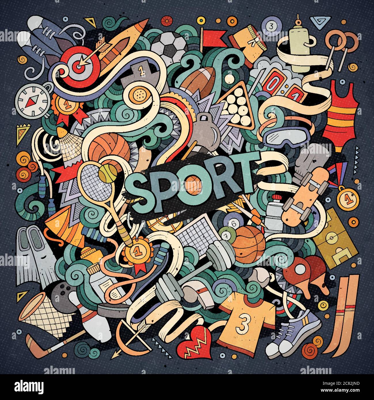 Cartoon cute doodles hand drawn Sport illustration Stock Vector Image ...