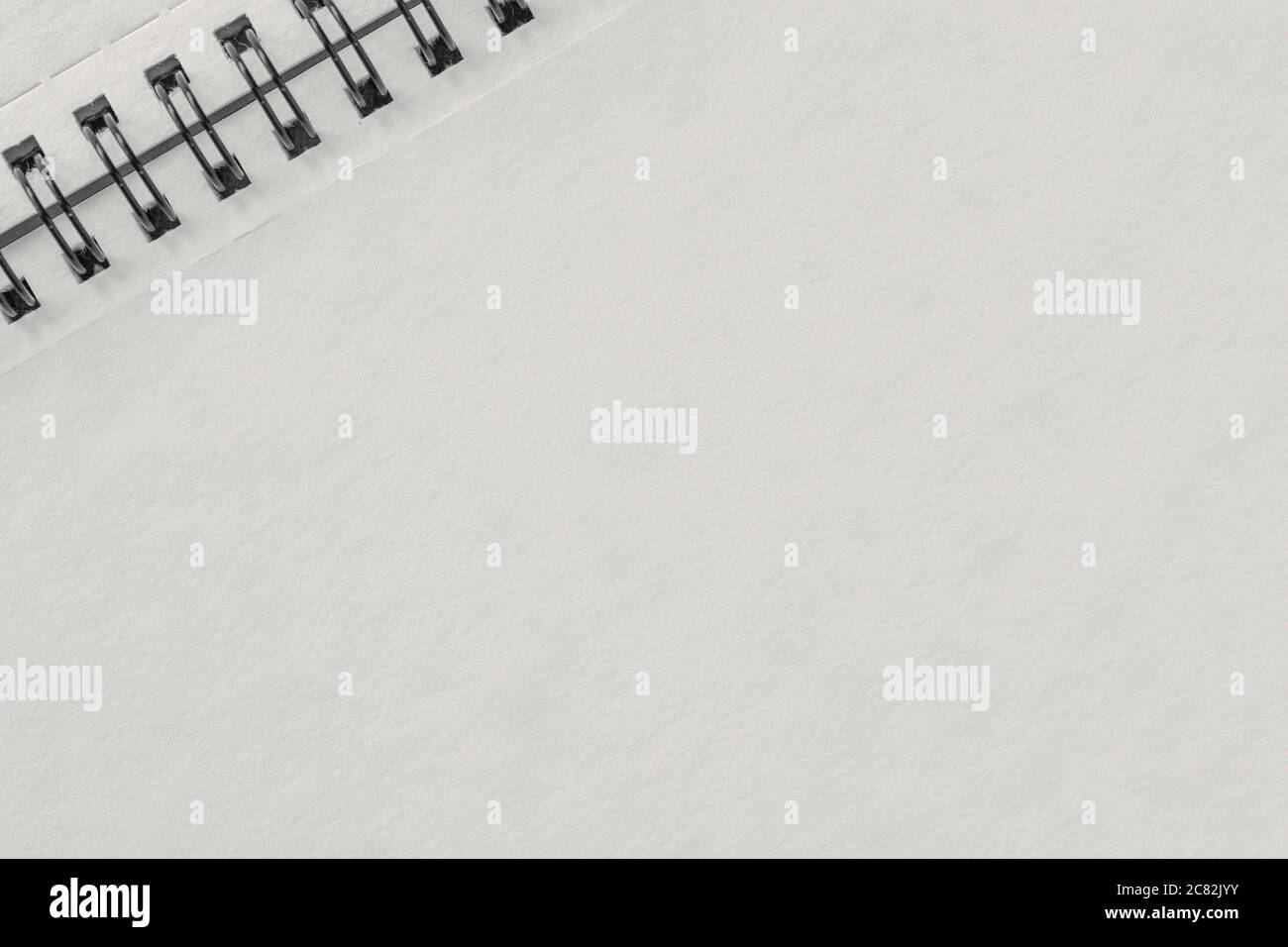 Open blank of spiral notepad, clean page, empty space, light background ...