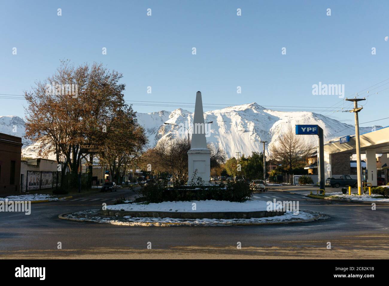 Esquel city scene view after winter snowstorm Stock Photo - Alamy