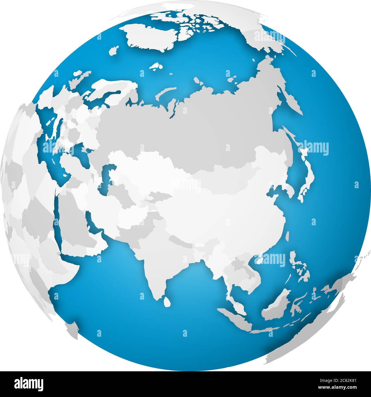 Earth globe. 3D world map with grey political map of countries dropping ...