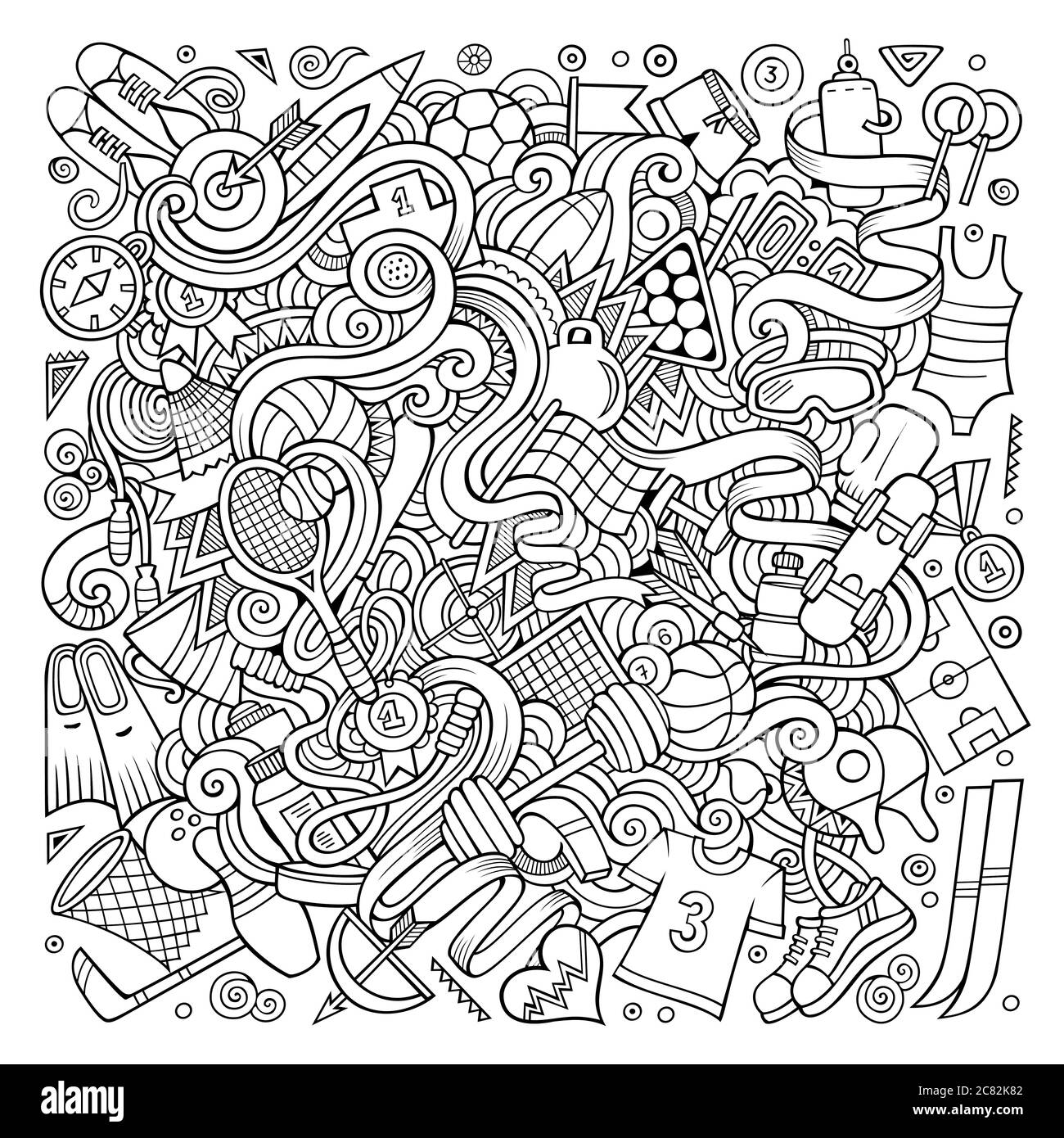 Cartoon cute doodles hand drawn Sport illustration Stock Vector Image ...