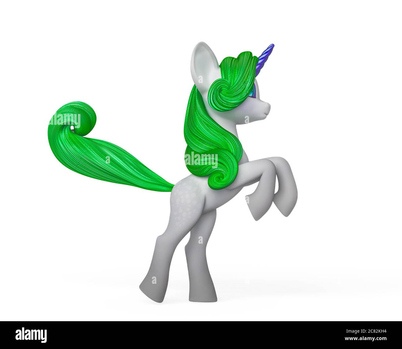 unicorn cartoon is prancing side view in white background, 3d ...