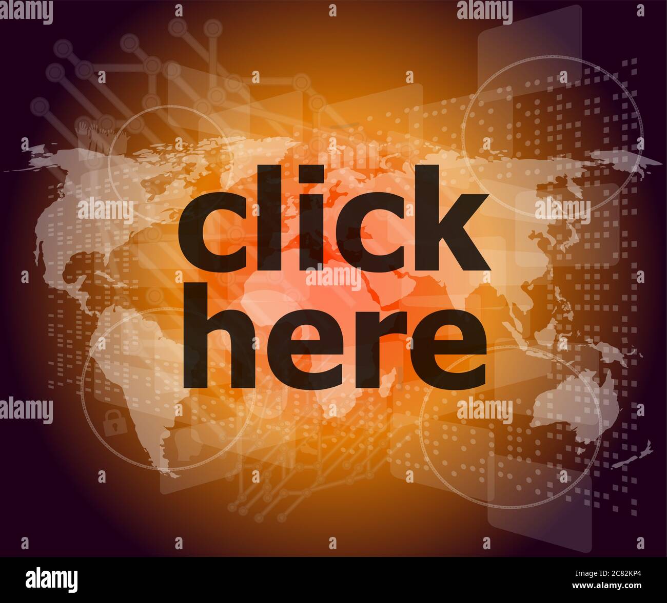 click here text on digital touch screen - business concept Stock Photo ...