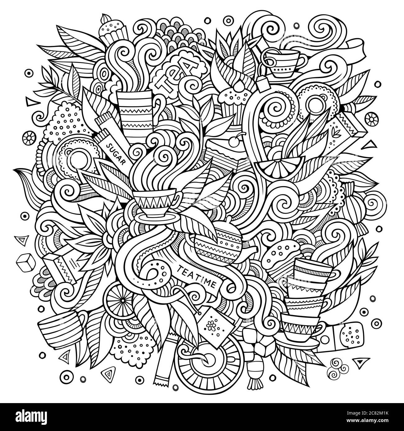 Composition cup tea book Cut Out Stock Images & Pictures - Alamy