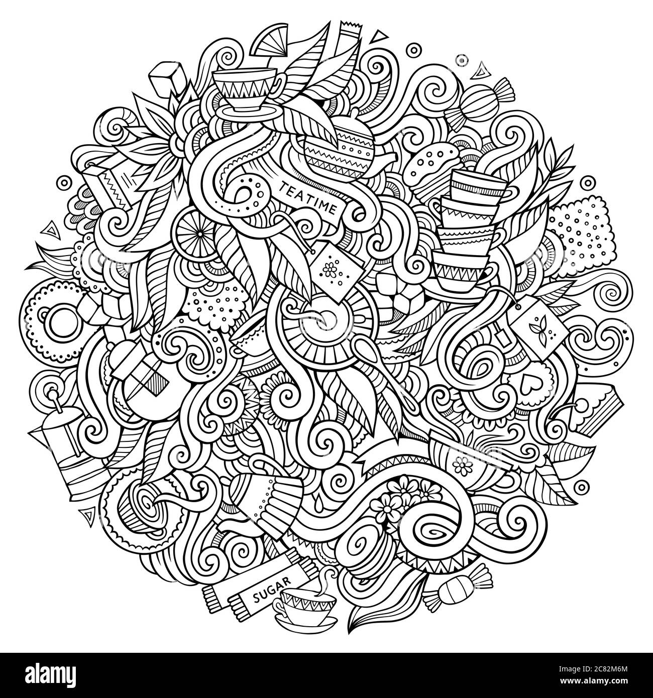 Composition cup tea book Cut Out Stock Images & Pictures - Alamy