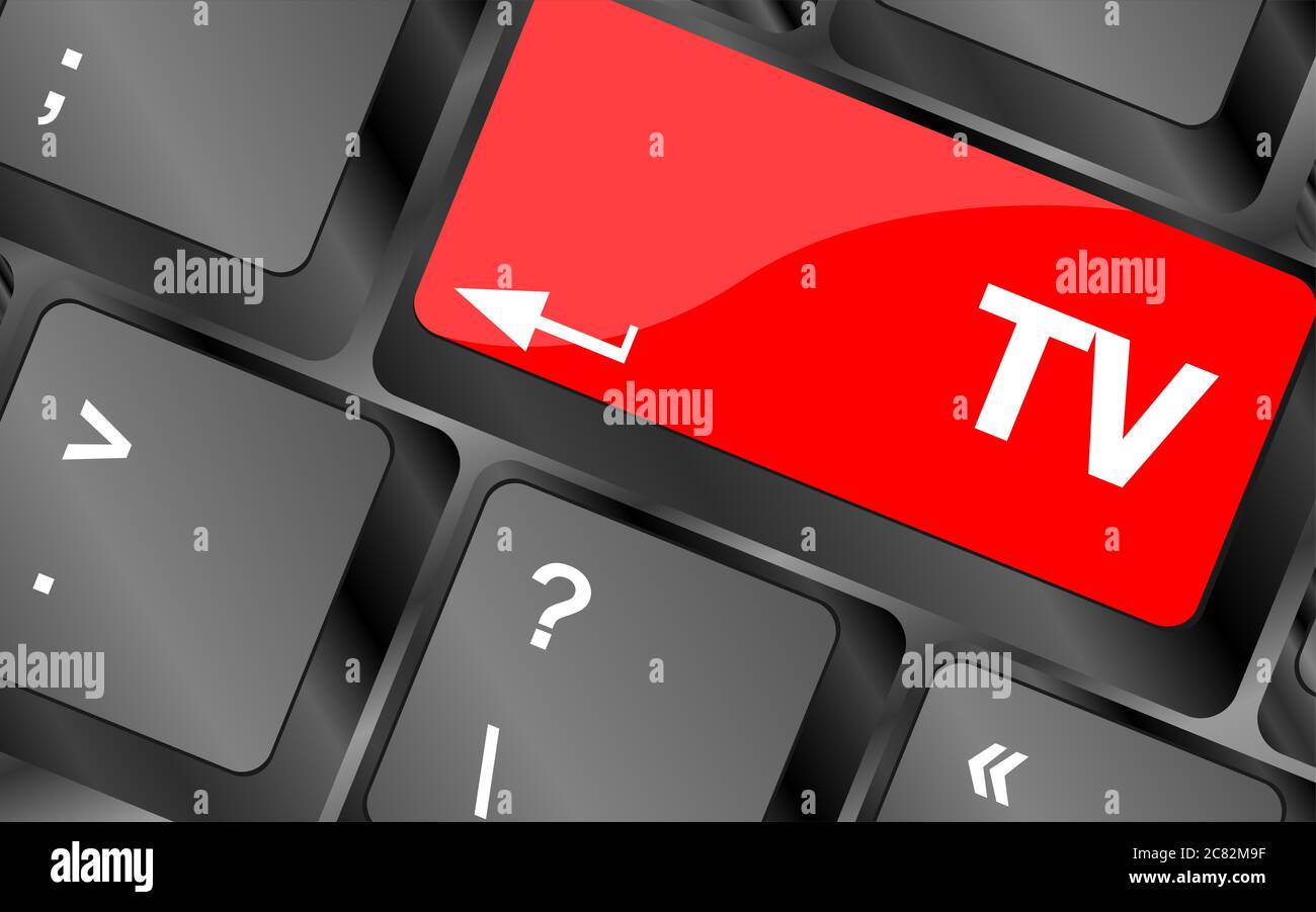 computer keyboard keys with tv button Stock Photo - Alamy