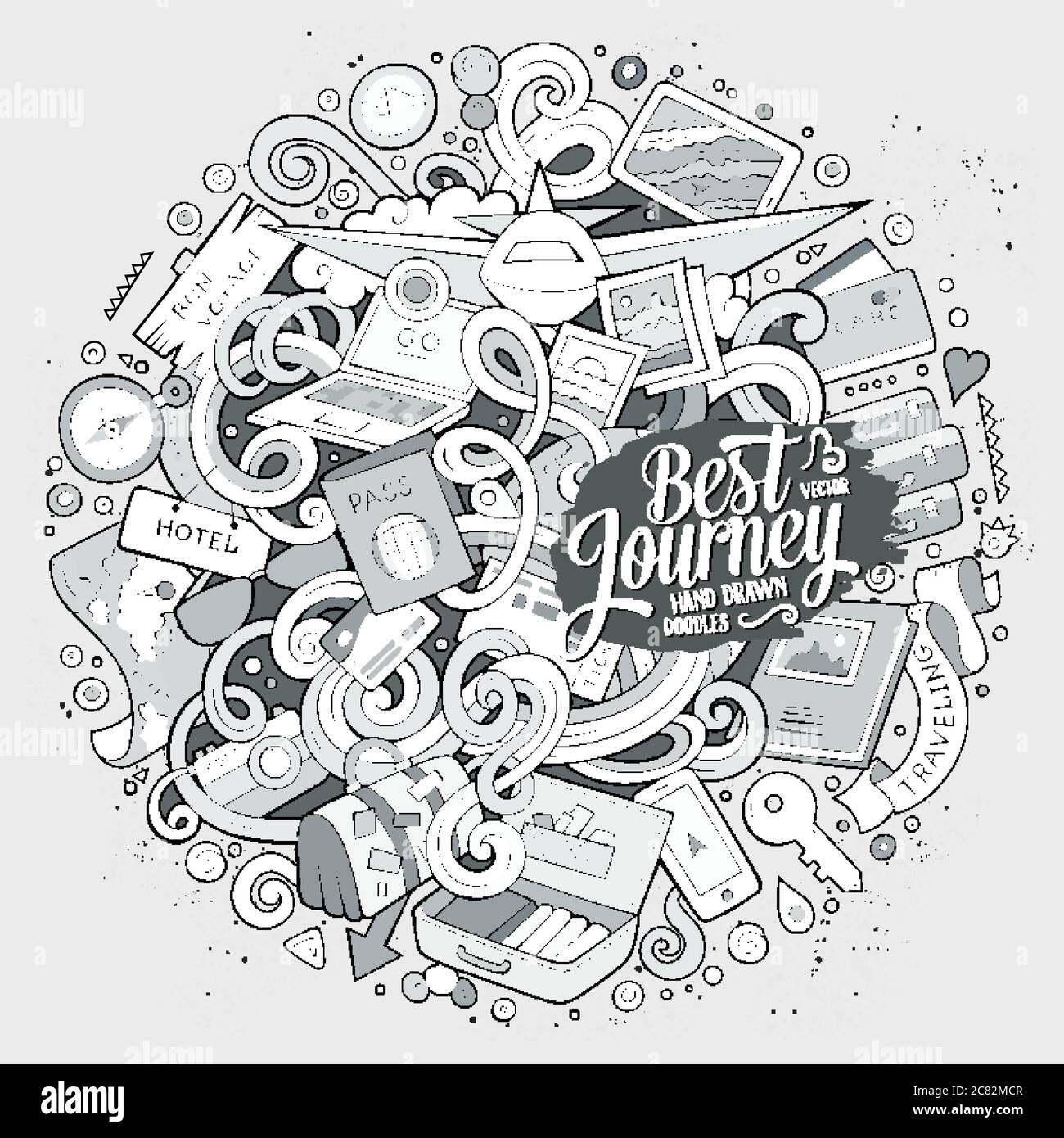 Cartoon cute doodles traveling illustration Stock Vector Image & Art ...