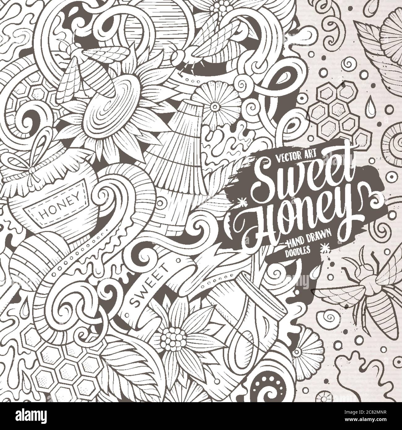 Cartoon doodles Honey frame design Stock Vector Image & Art - Alamy
