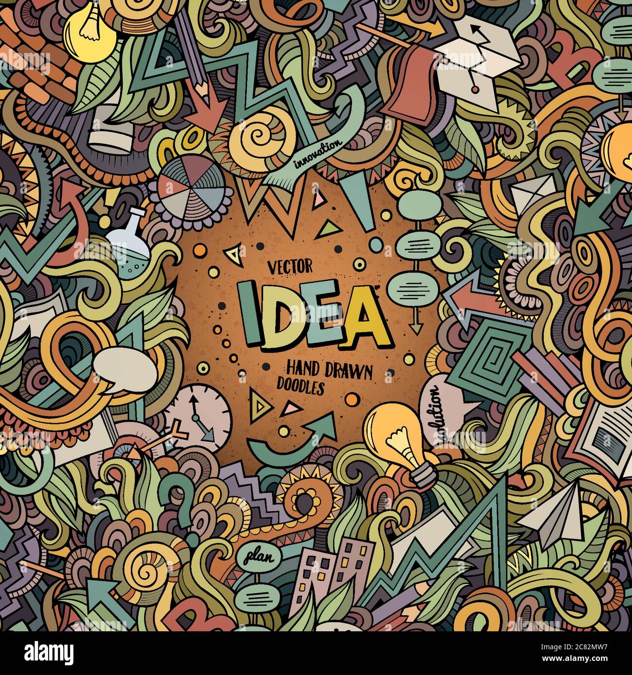 Cartoon hand-drawn doodles Concept illustration Stock Vector Image ...