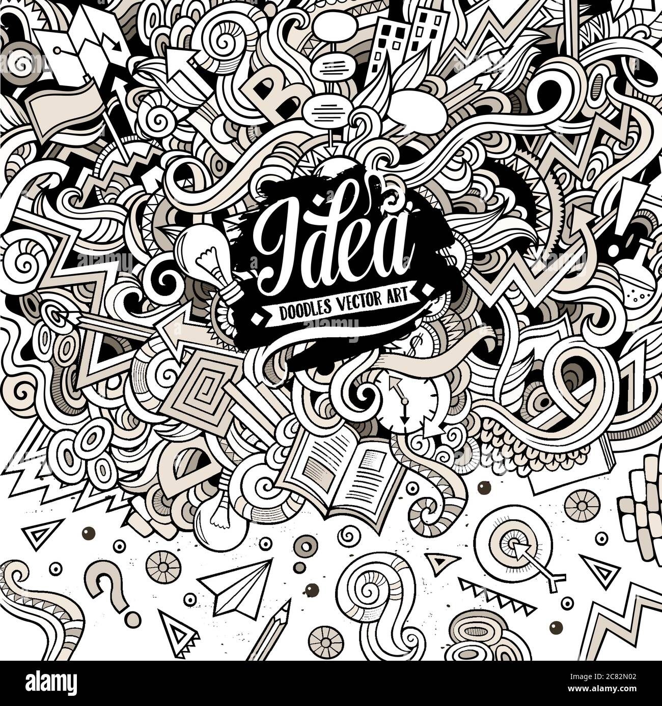 Cartoon hand-drawn doodles Concept illustration Stock Vector Image ...