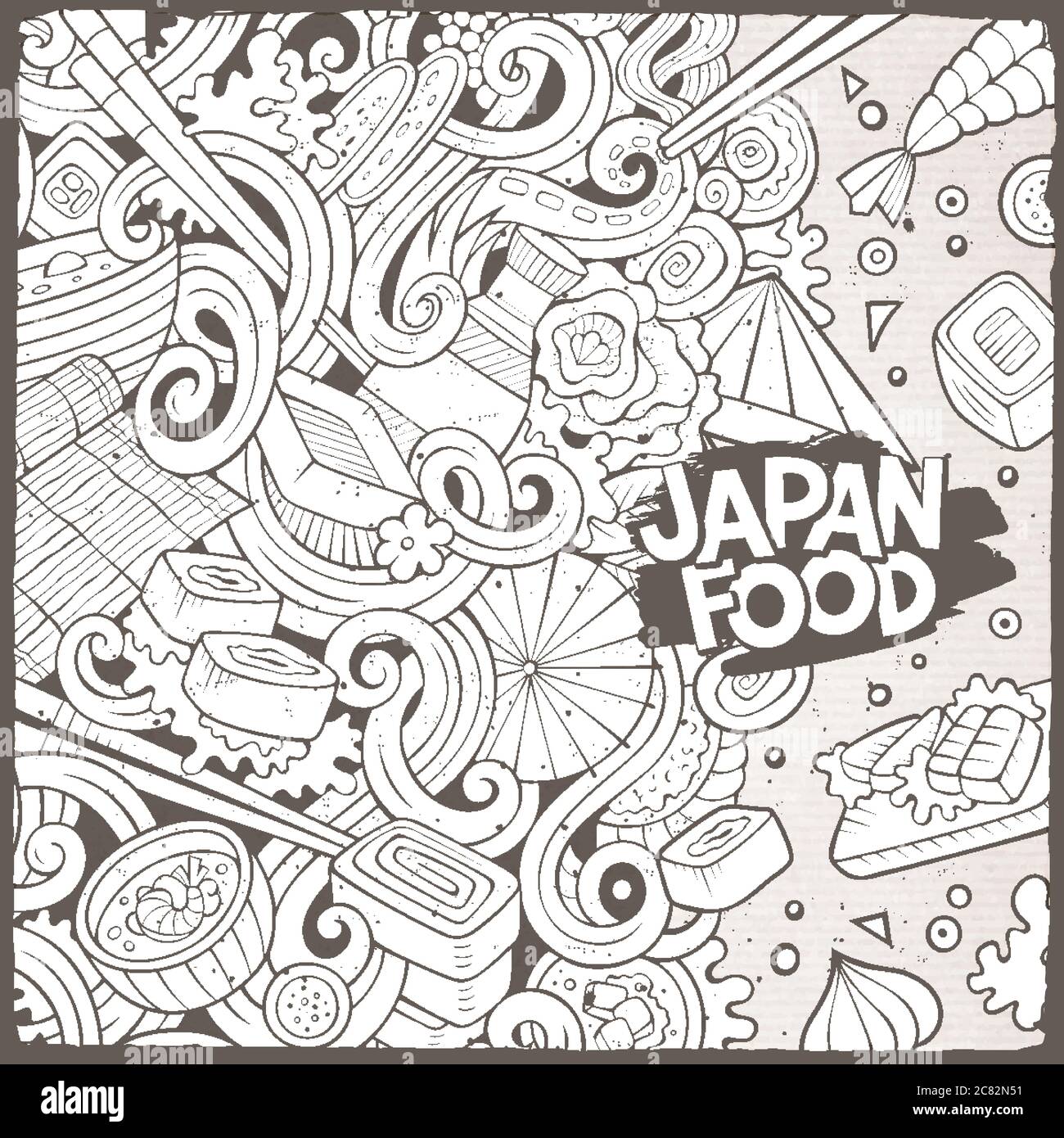 Cartoon hand-drawn doodles Japan food illustration Stock Vector Image ...
