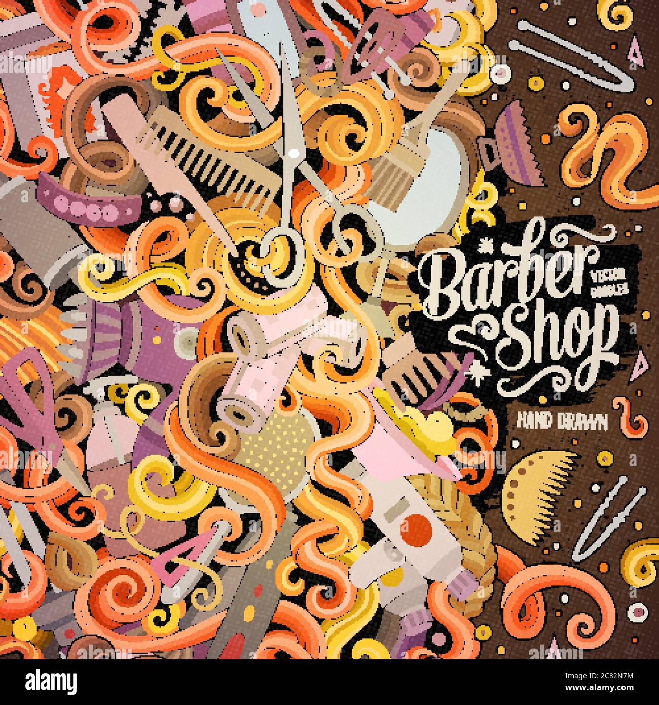 Cartoon cute doodles Hair salon frame design Stock Vector Image & Art ...